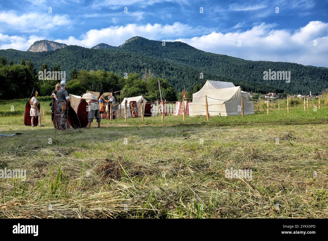 Landscape with Roman camp in the countryside, set up for a popular ...