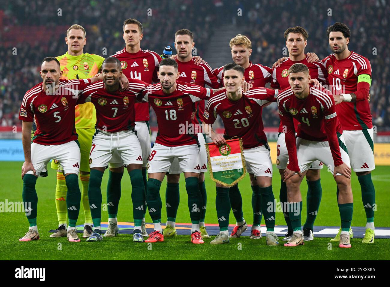 Hungary for team photo lined up during the UEFA Nations League match ...