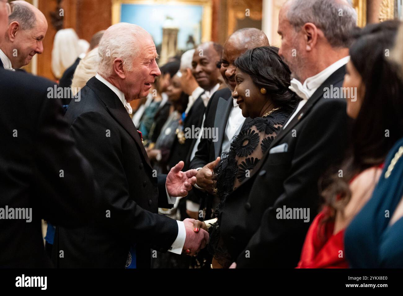 King Charles III during the Diplomatic Corps reception at Buckingham ...