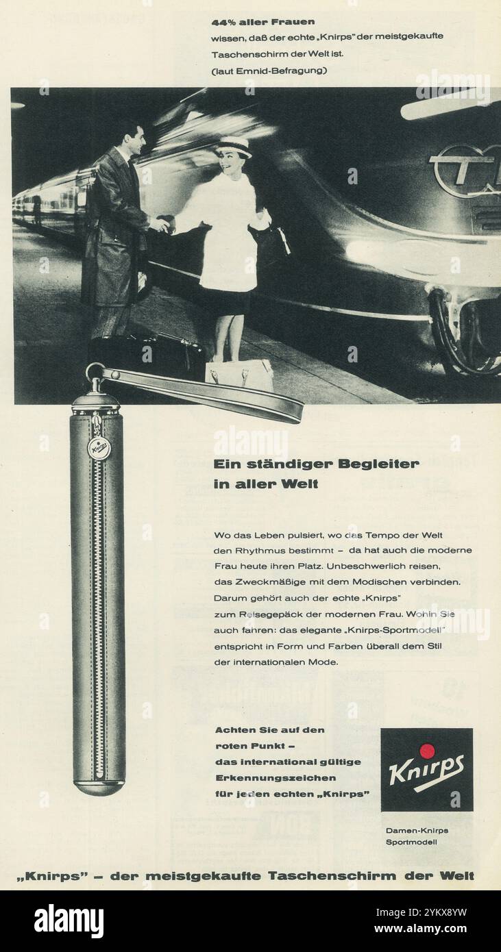 1961 Knirps umbrella ad in a German magazine Stock Photo - Alamy