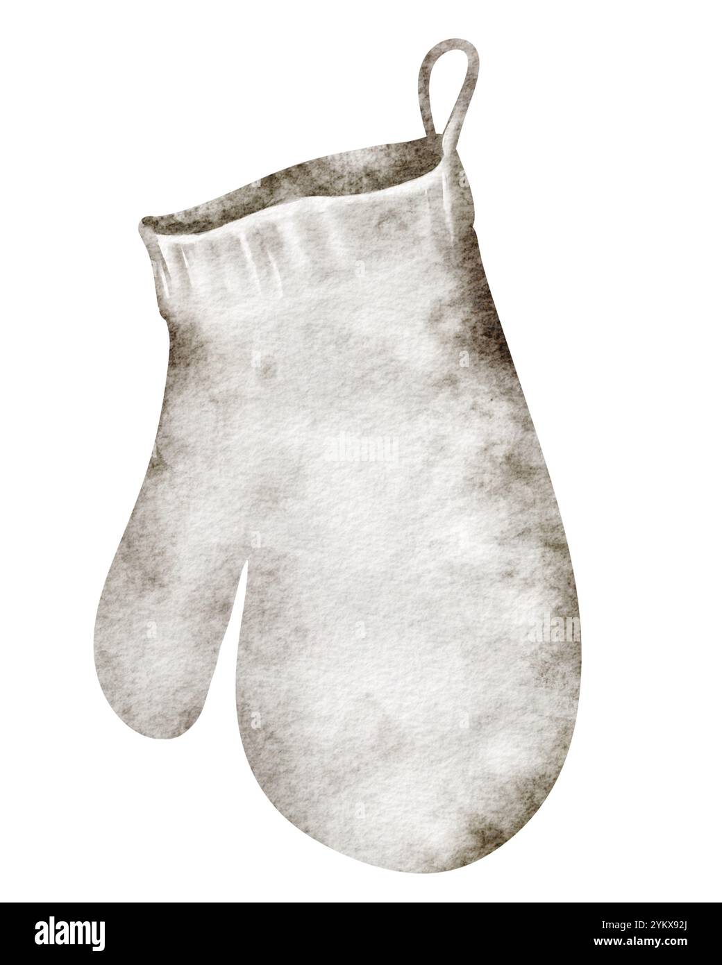 Watercolor illustration of cozy Vintage Christmas mitten on a white ...