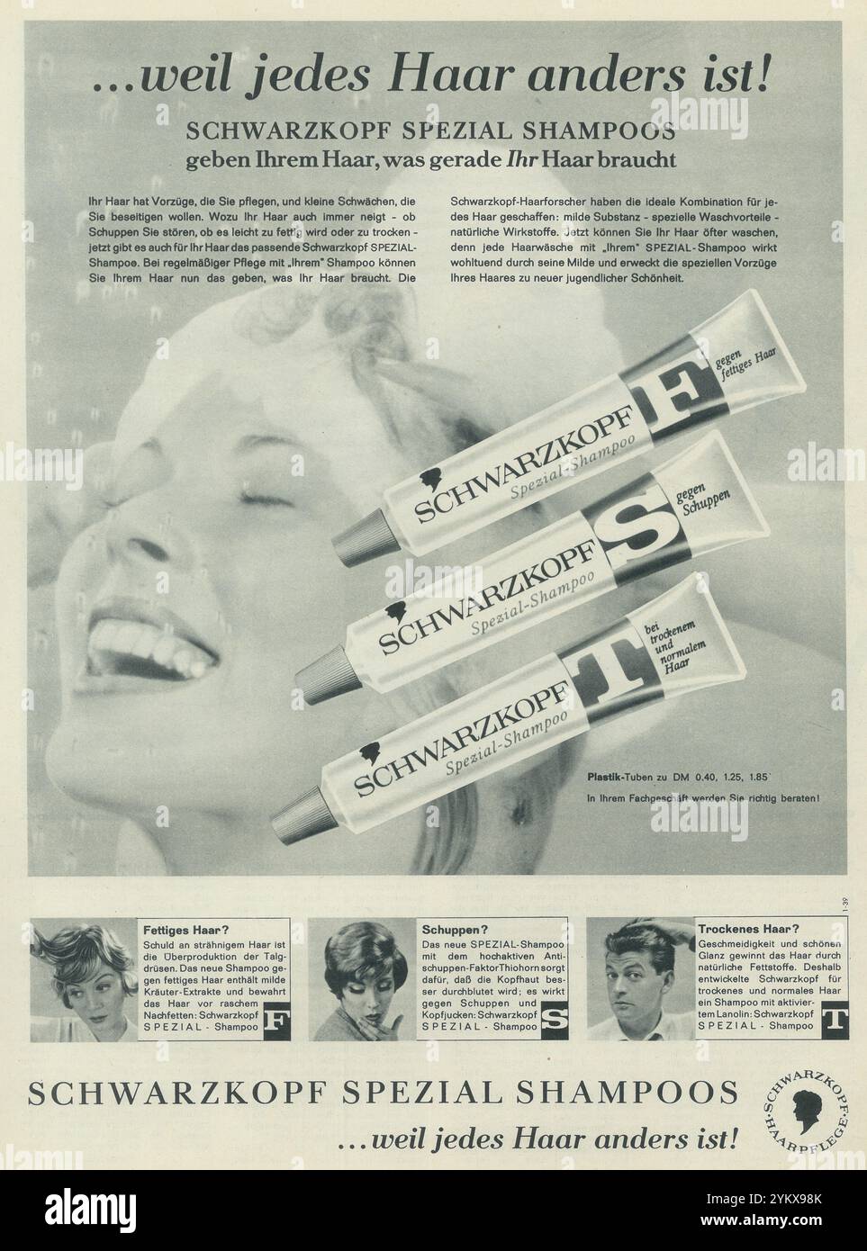 1961 Schwarzkopf Spezial-Shampoo ad in a German magazine Stock Photo ...