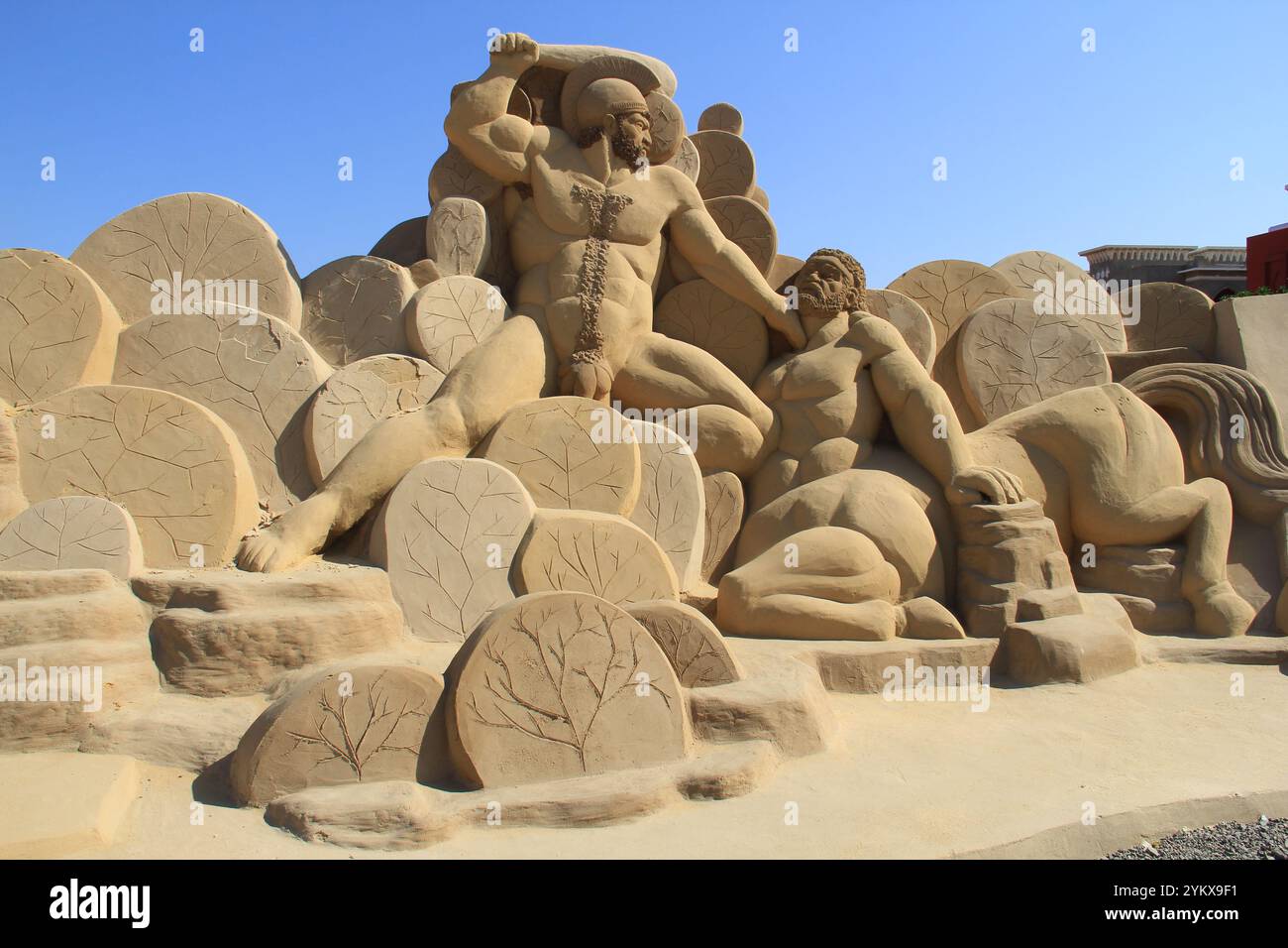 Sculptures made of sand for famous historical and ancient figures Stock ...