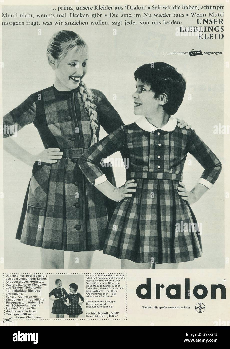 1961 Bayer Dralon German ad - a synthetic fiber made of ...