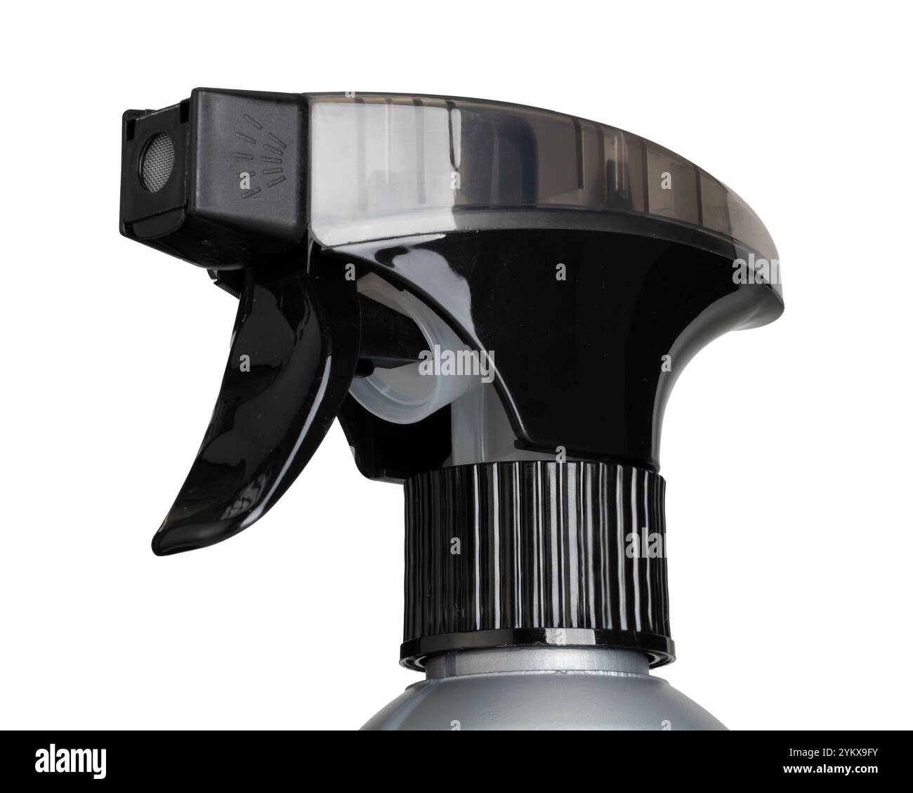 Black Plastic Spray Bottle Nozzle Close Up Stock Photo - Alamy