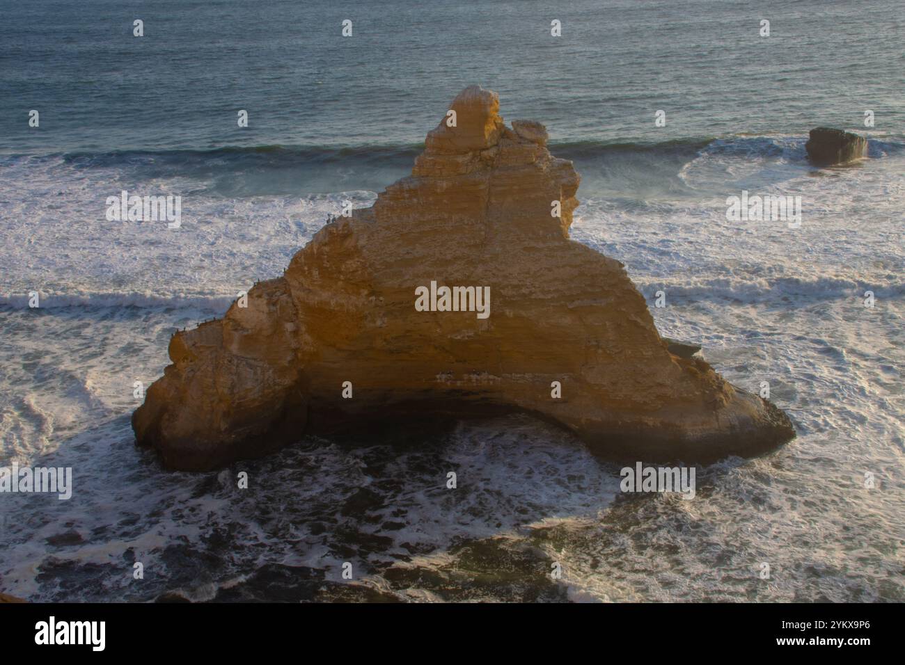 Golden hour breathtaking view of La Catedral rock formation at Paracas ...