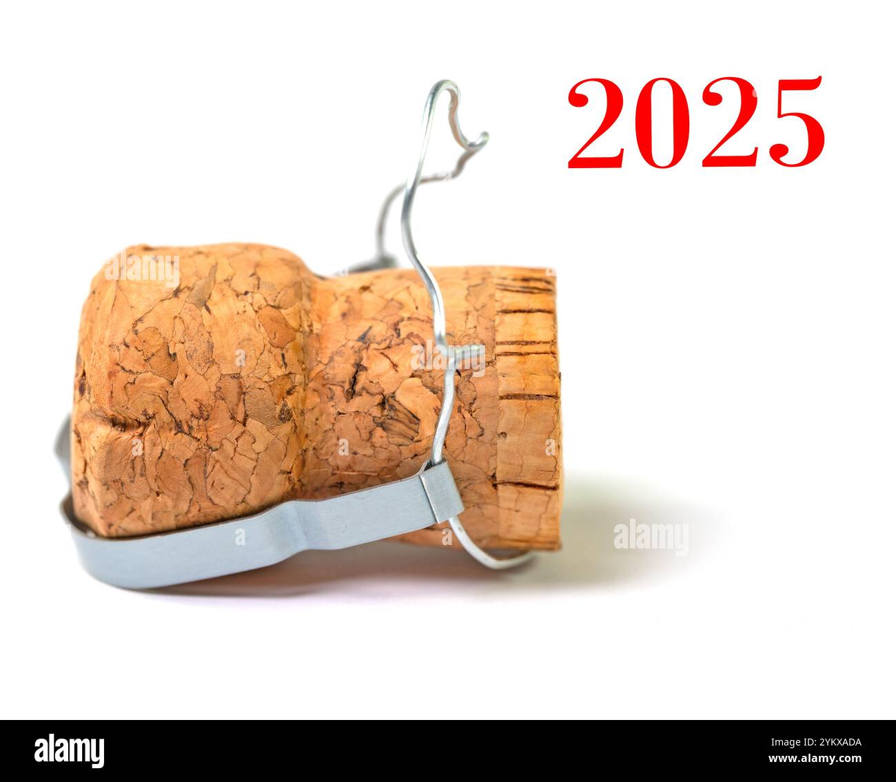 Champagne cork in front of a white background, New Year's Eve 2024 ...