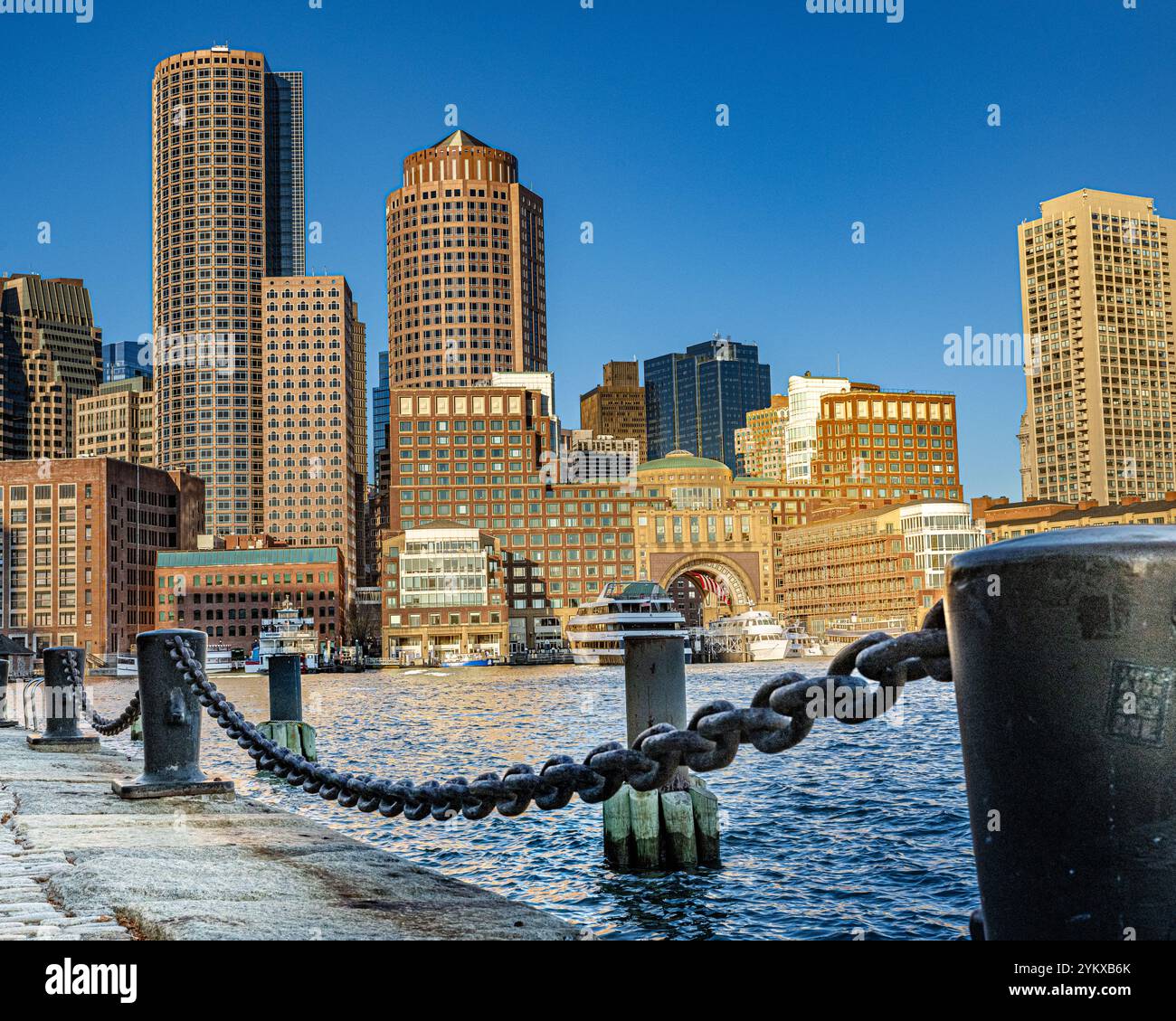 Boston skyline near Seaport & harbor / harbour district Stock Photo - Alamy