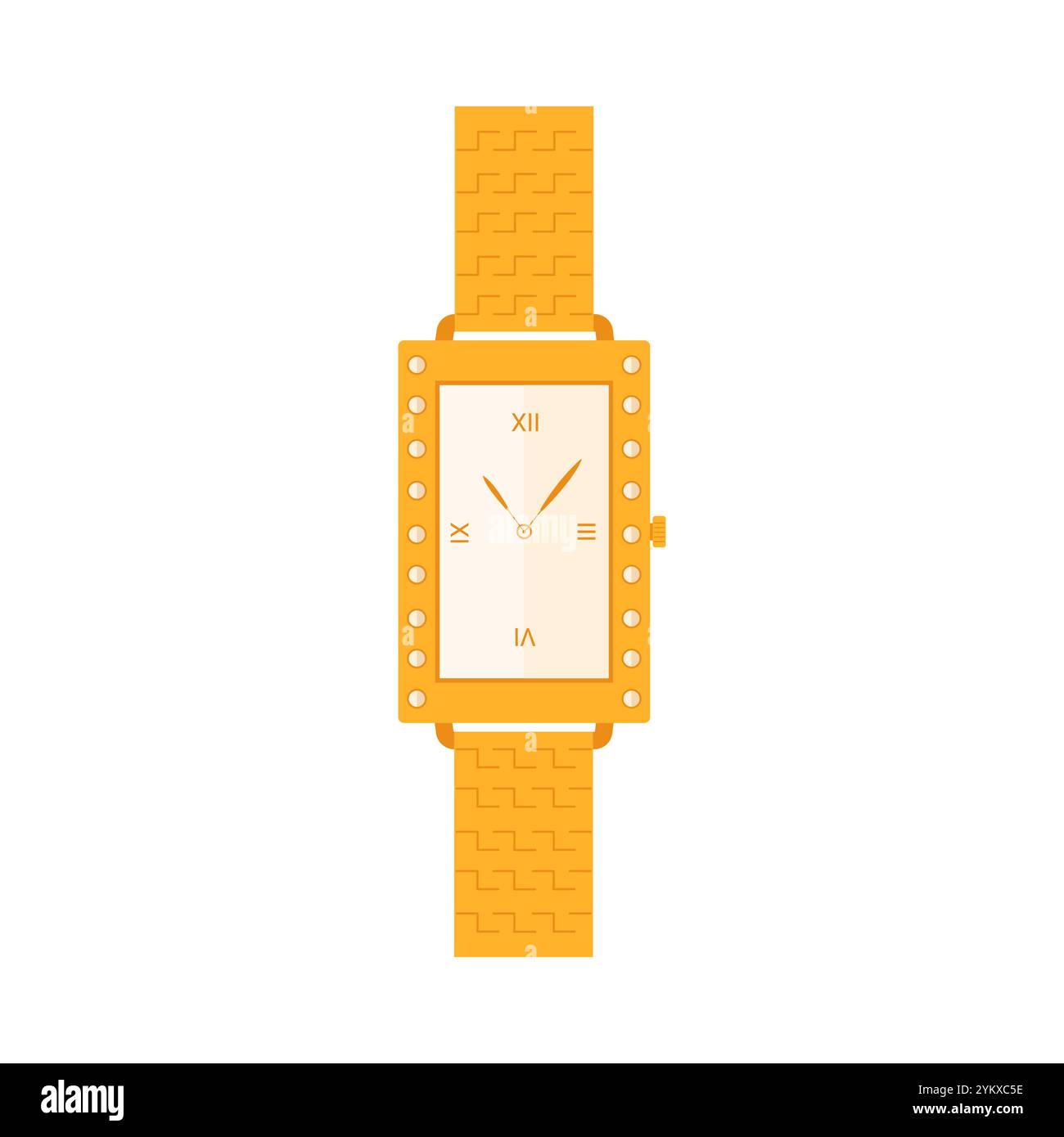 Expensive wristwatch with gold bracelet, rectangular dial with Roman ...