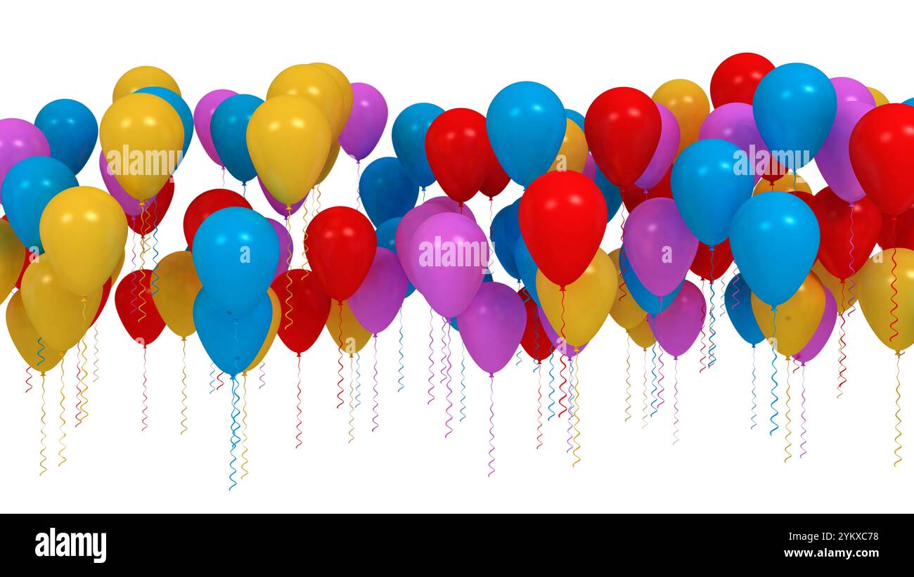 Row colorful party balloons on hi-res stock photography and images - Alamy