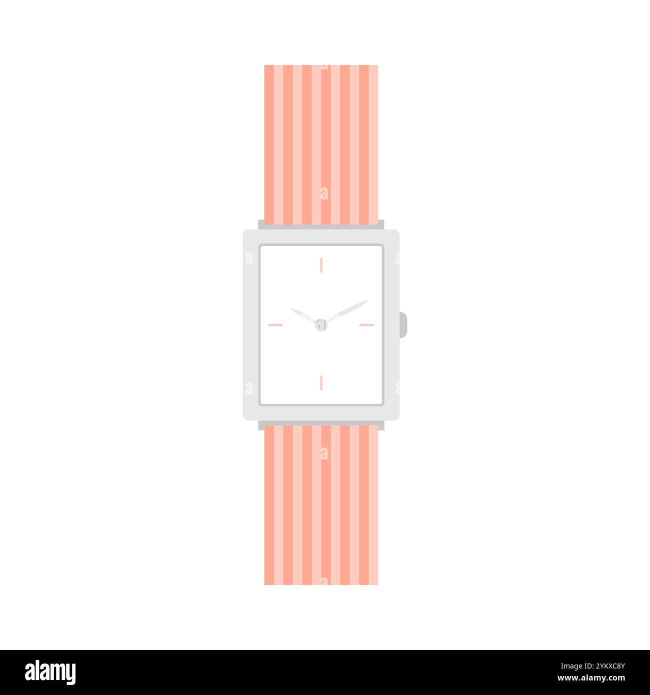 Mechanical wrist watch with metal dial and bracelet with pink stripes ...