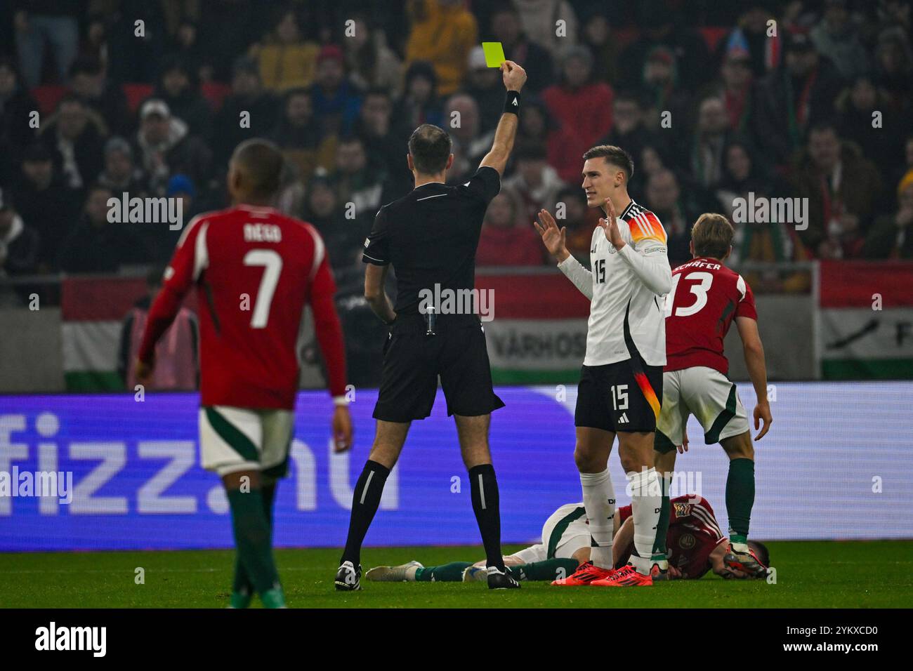Yellow card for Nico Schlotterbeck during the UEFA Nations League match ...