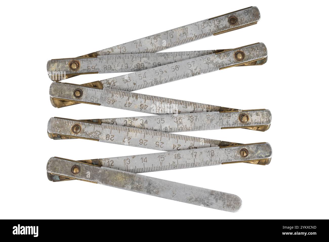 Antique carpenter's brass ruler isolated on white background Stock ...