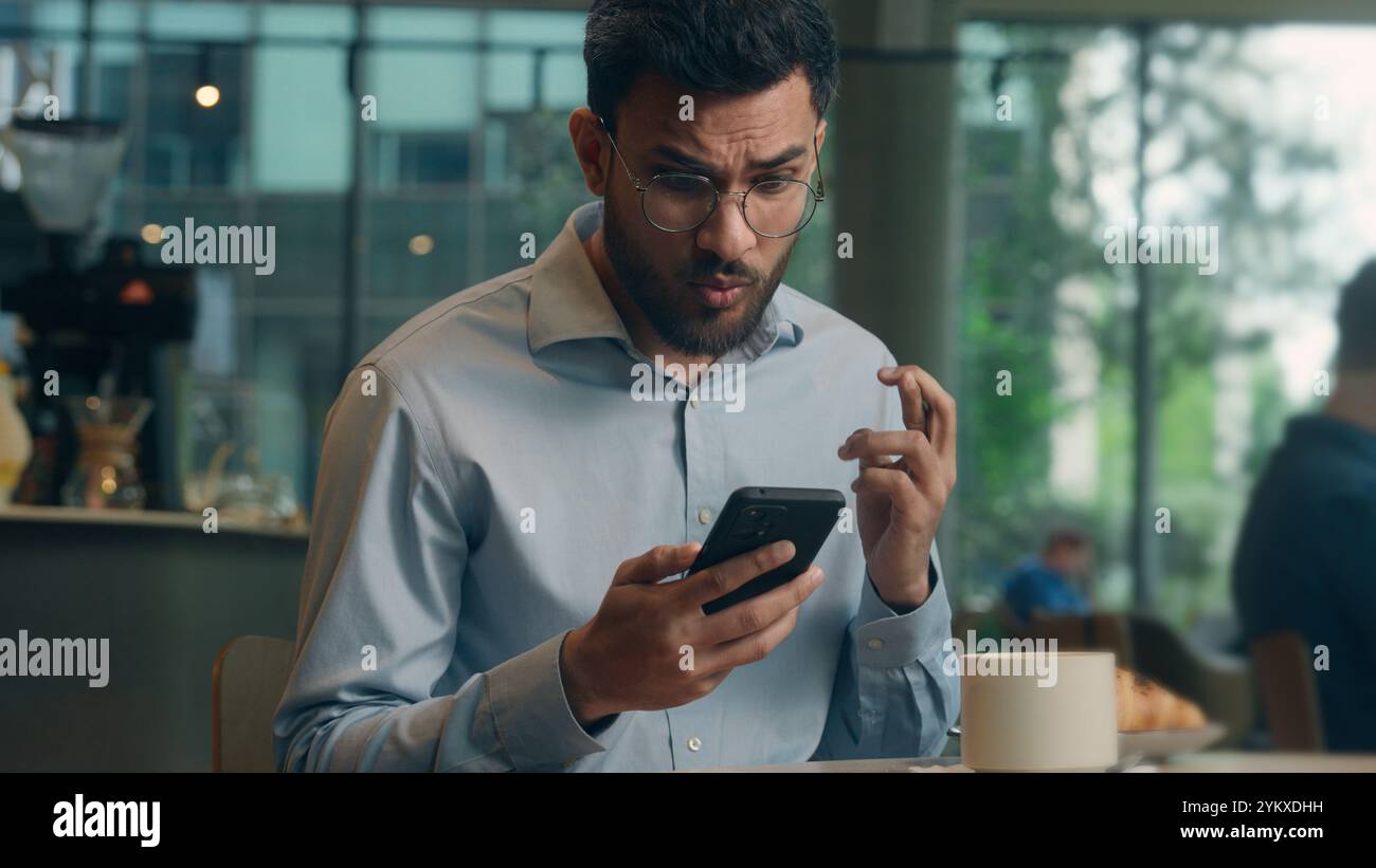 Indian business man guy Arabian businessman male user visitor in cafe ...