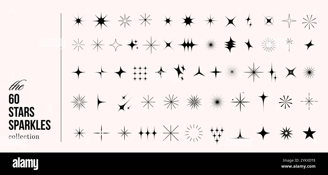 Collection of modern, minimalist star and sparkle elements. Vector ...