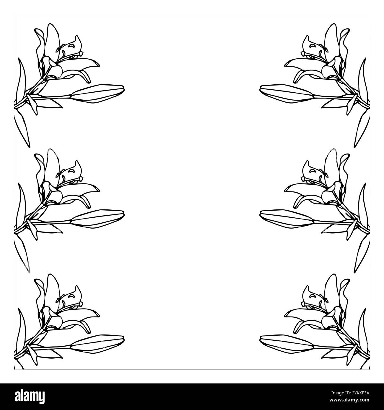 Frame with lilies in doodle style. Element for your design. Vector ...