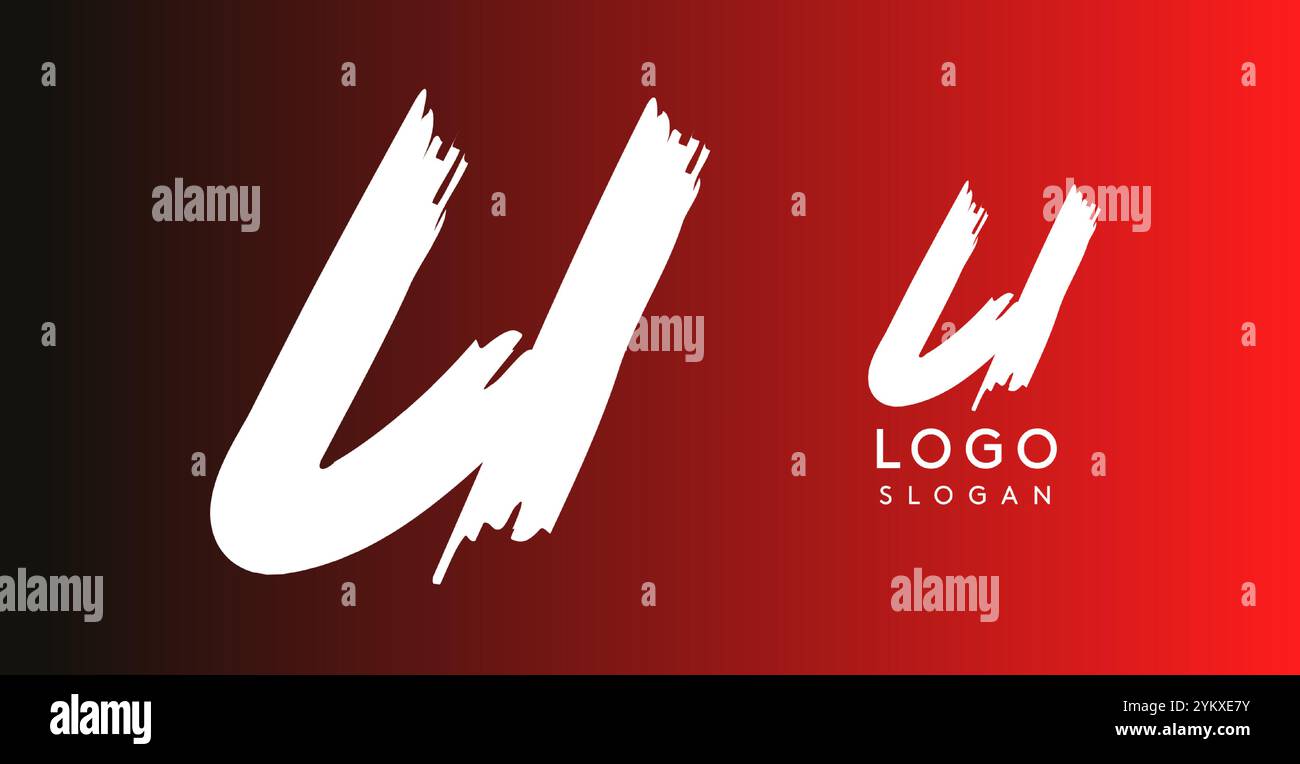 Handwritten brush pen letter U, urban street art, vibrant and ...