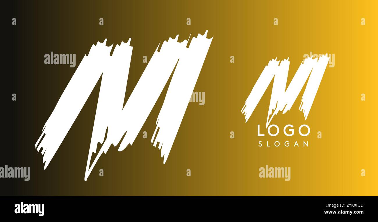 Handwritten brush pen letter M, urban street art, vibrant and ...