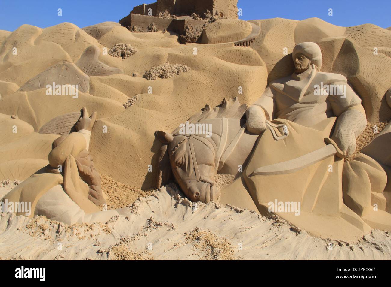 Sculptures made of sand for famous historical and ancient figures Stock ...