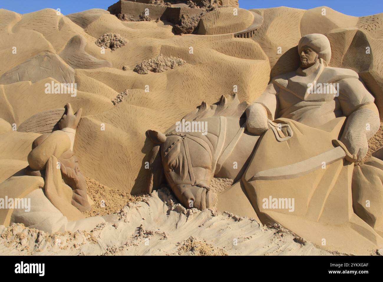 Sculptures made of sand for famous historical and ancient figures Stock ...