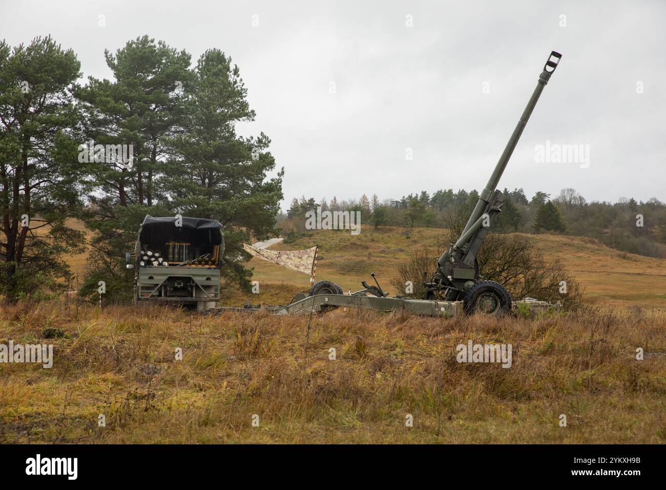 An Italian Army 155mm FH70 towed howitzer assigned to Field Artillery ...