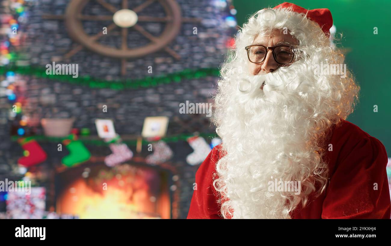 Portrait of Saint Nicholas saying ho ho ho and reading letters from ...