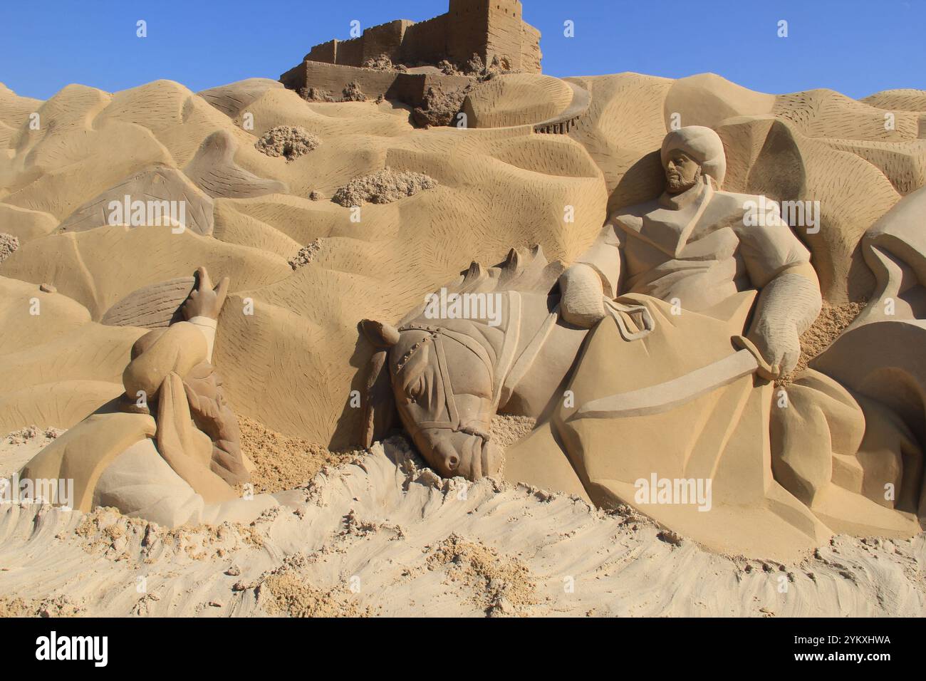 Sculptures made of sand for famous historical and ancient figures Stock ...