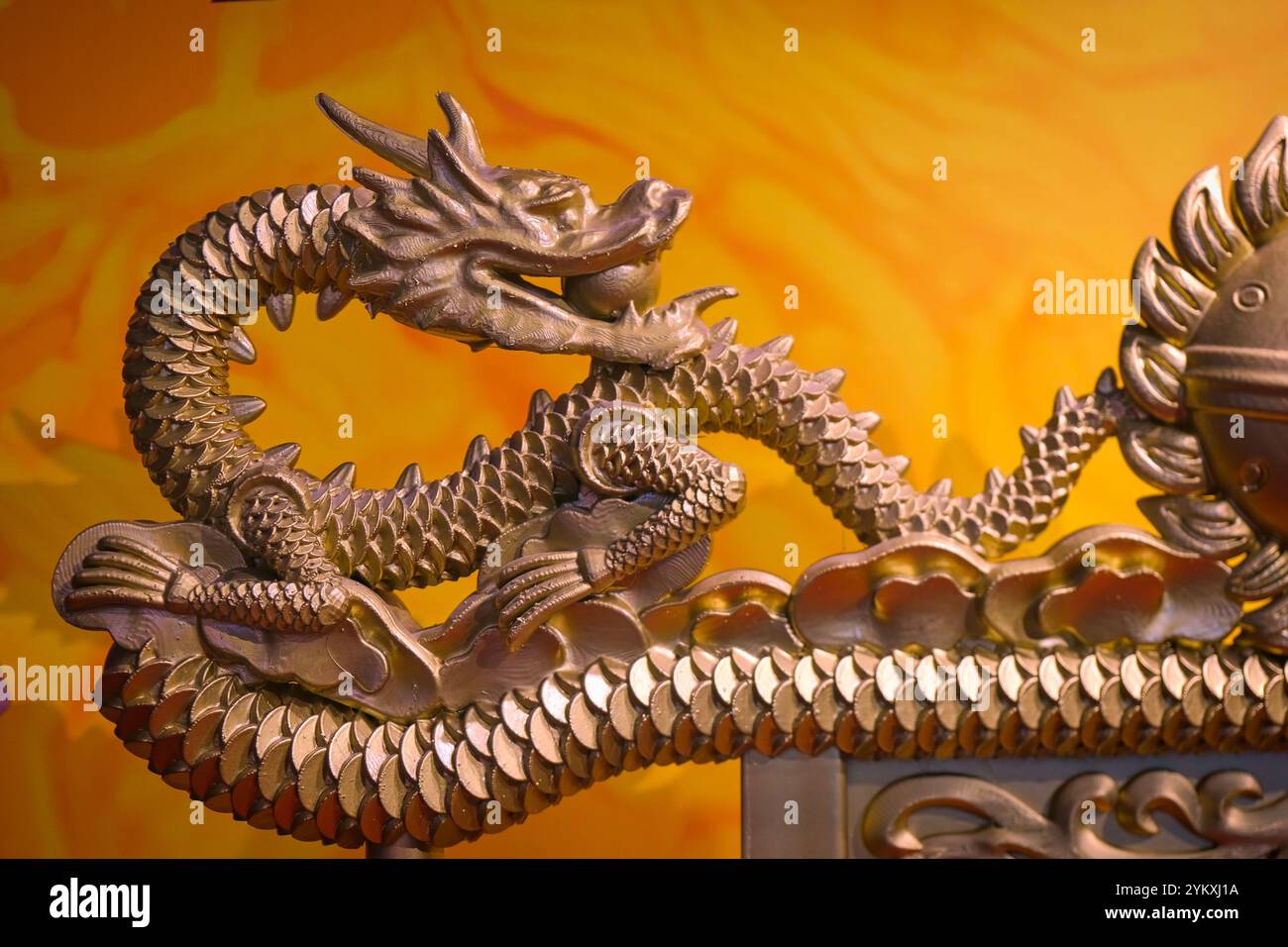 Mythic Chinese golden dragon , traditional symbol East Asian culture on ...