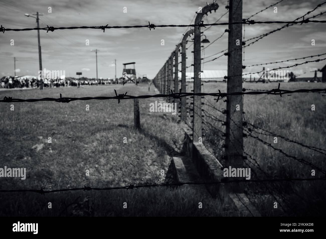 Barbed wire fence in a German concentration camp from World War II ...