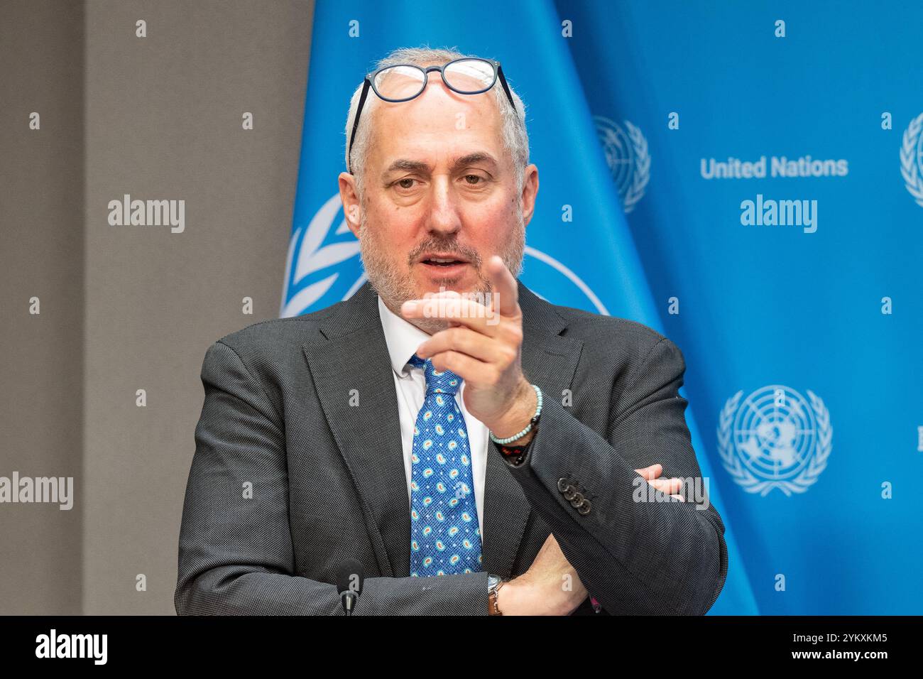 New York, USA. 19th Nov, 2024. Stephane Dujarric, spokesperson for the ...