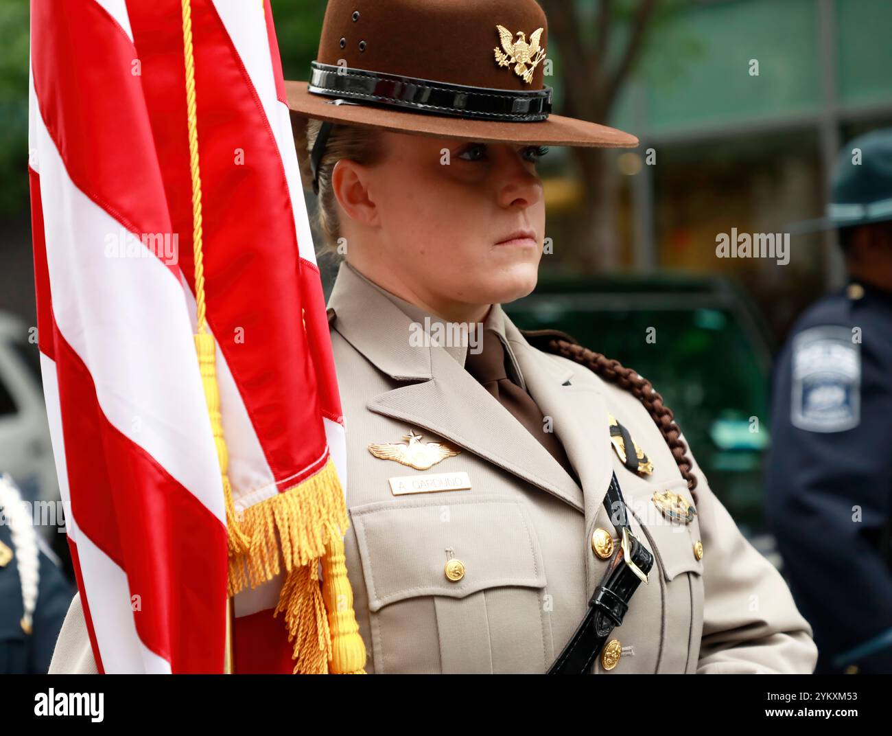 U.S. Customs and Border Protection Honor Guard stand in formation prior ...