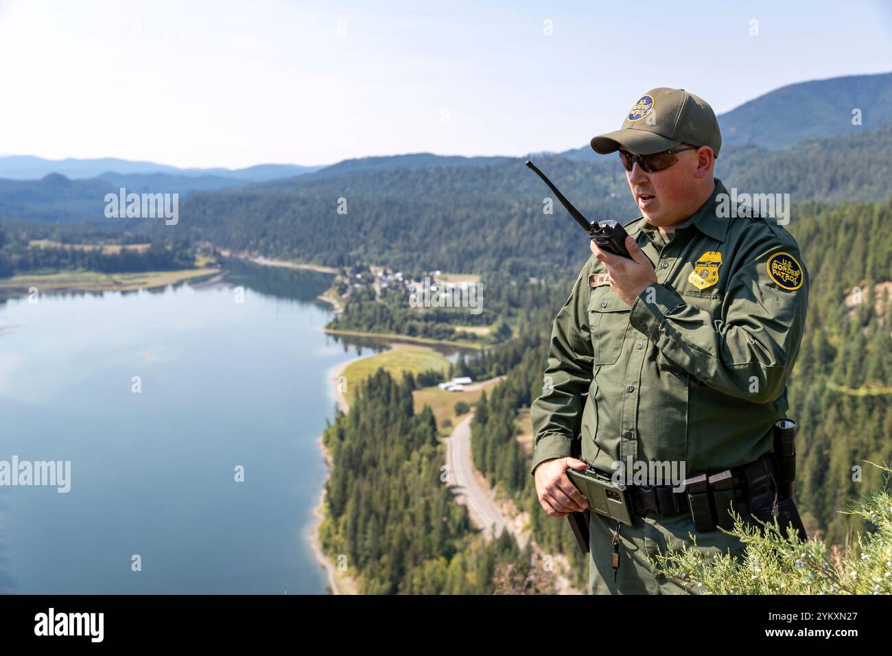 A Border Patrol agent patrols the area near Metaline Falls, Wash ...