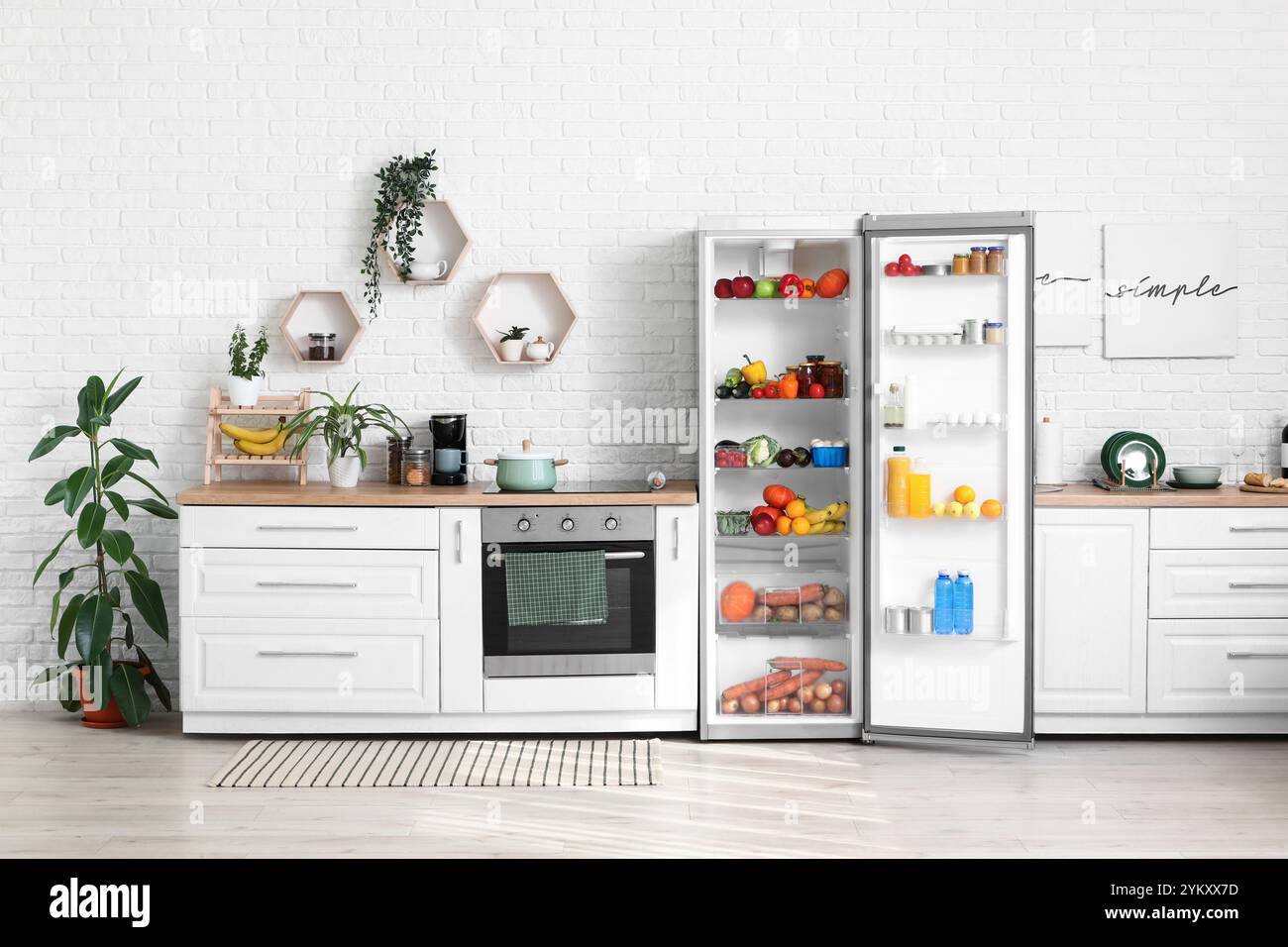 Modern kitchen open shelves jars hi-res stock photography and images ...