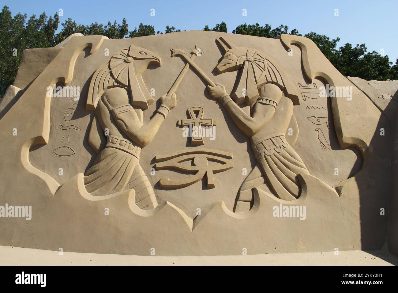 Sculptures made of sand for famous historical and ancient figures Stock ...