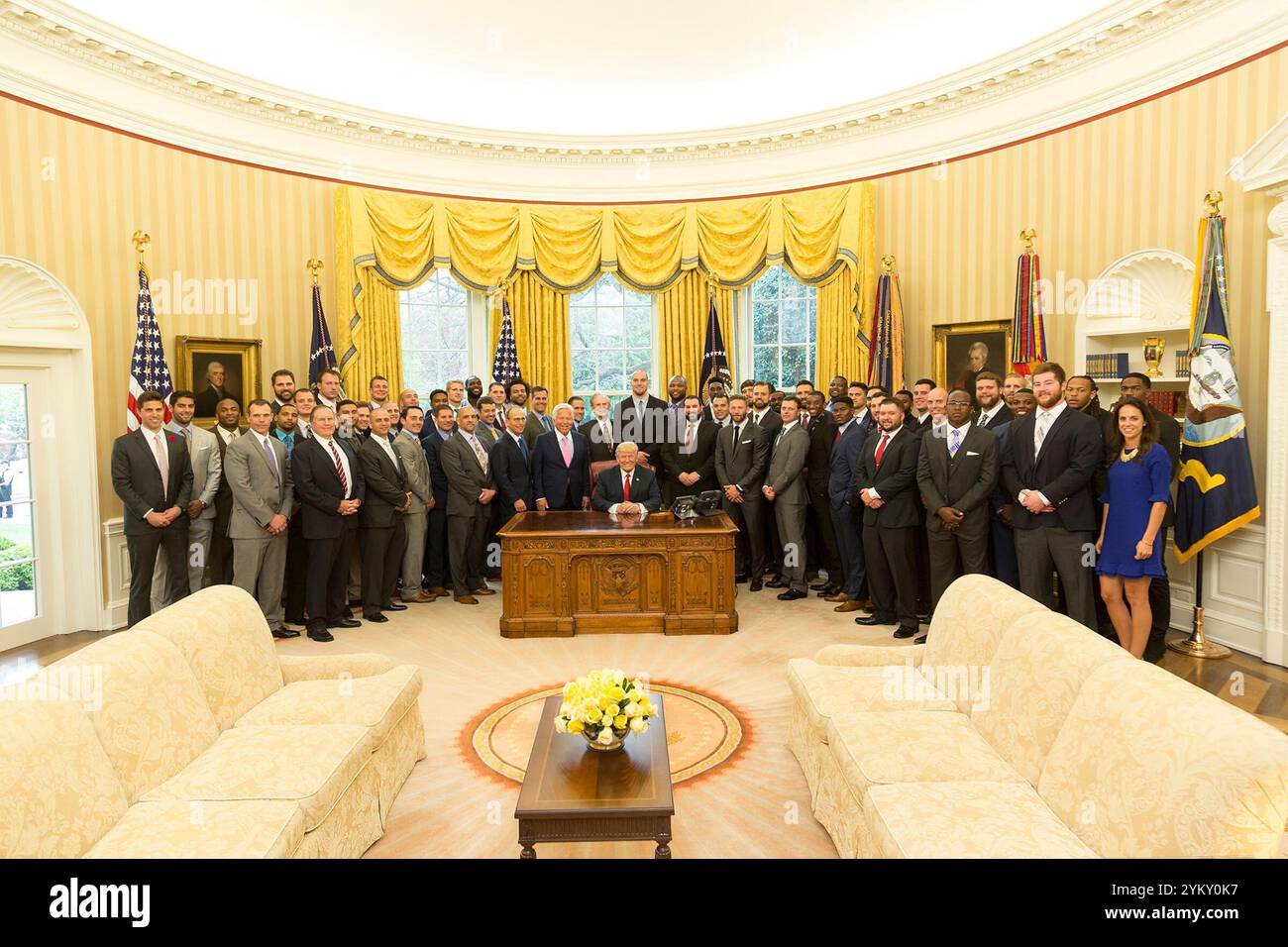 President Donald Trump poses for a photo, Wednesday, April 19, with ...