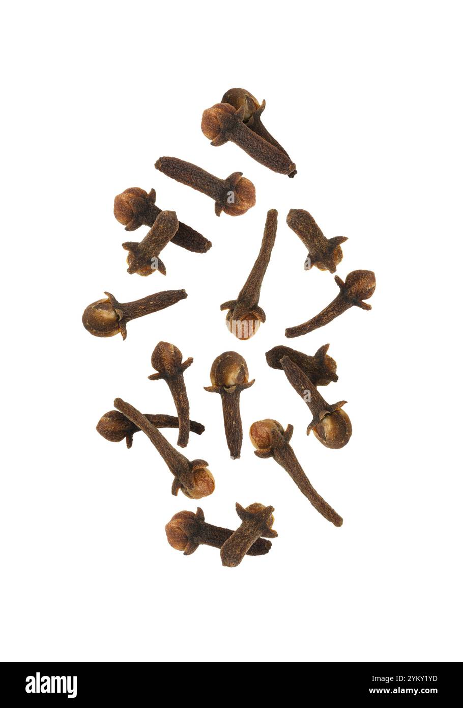 Clove buds in air on white background. Aromatic spice Stock Photo - Alamy