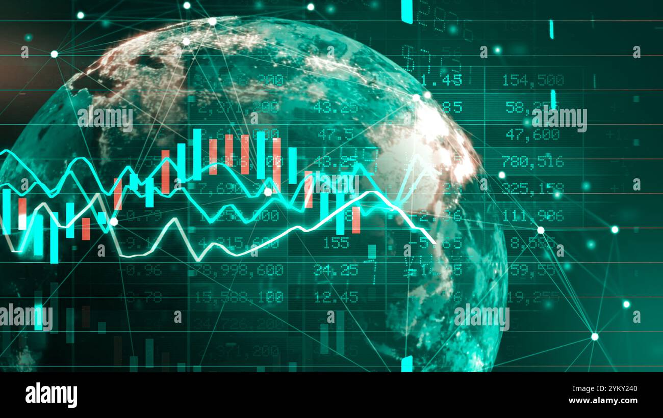Abstract technology network with glowing nodes and lines. Modern and ...