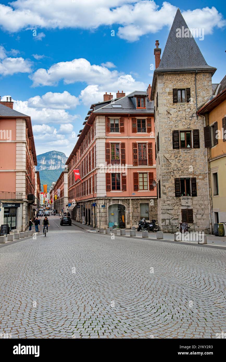 In the Place du Chateau in Chambery, an alpine town in Southeast France ...