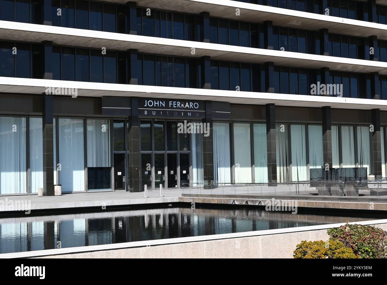 LOS ANGELES, CALIFORNIA - 18 NOV 2024: The John Ferraro building is an ...