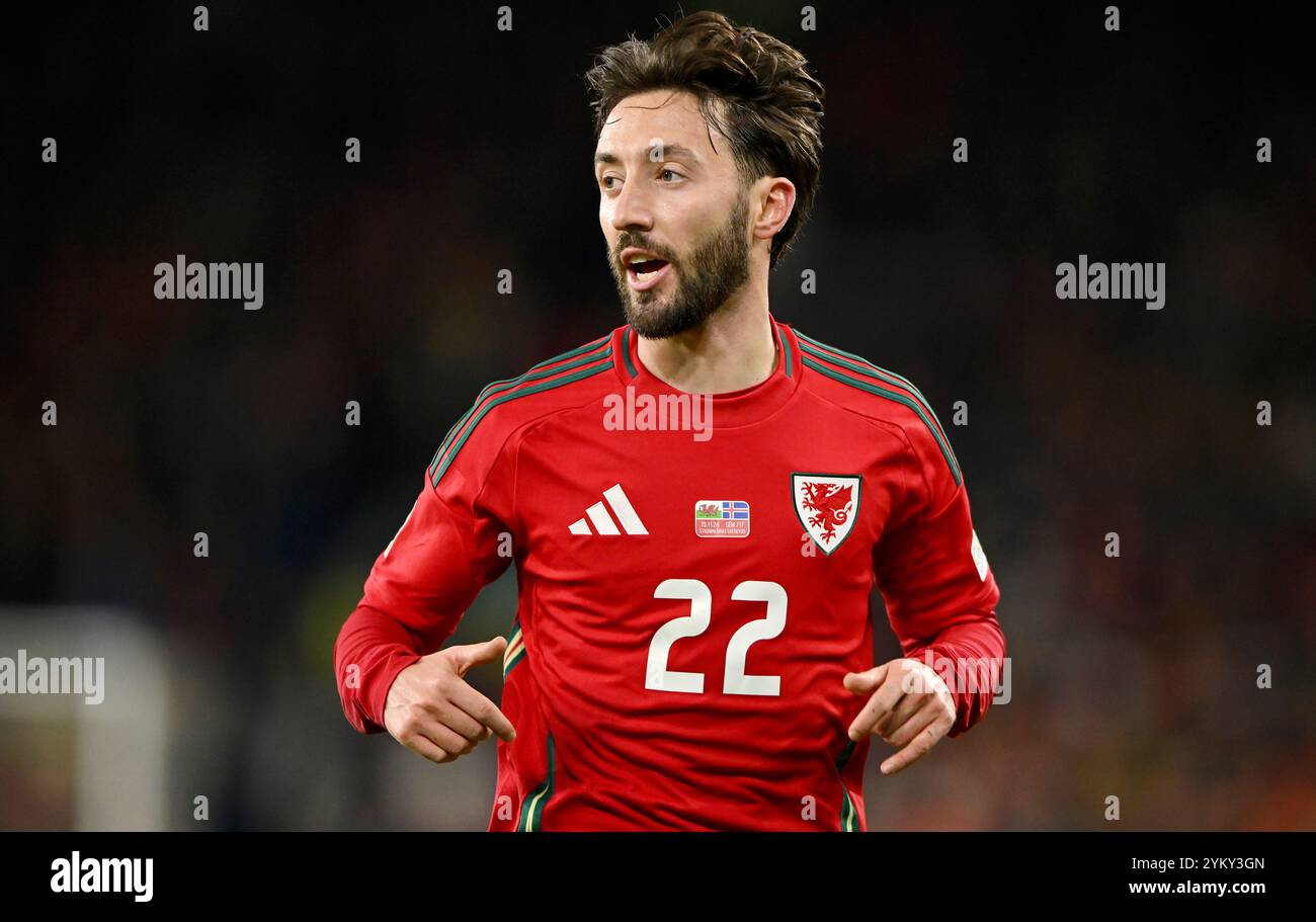 CARDIFF, UK. 19th Nov, 2024. Wales' Joshua Sheehan looks on during the ...
