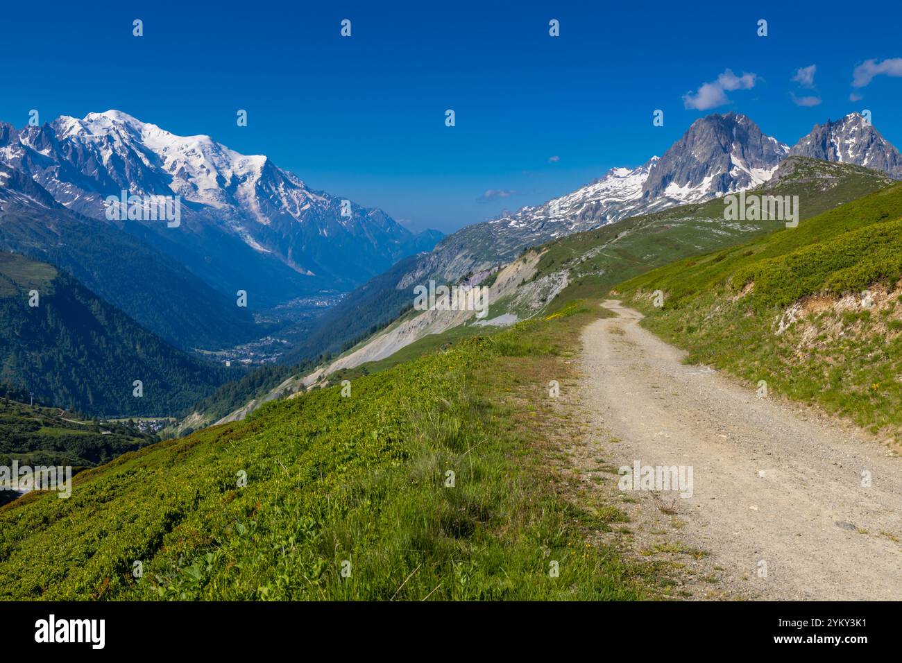 Mont Blanc snow summit, the highest peak in Europe, located in the Alps ...