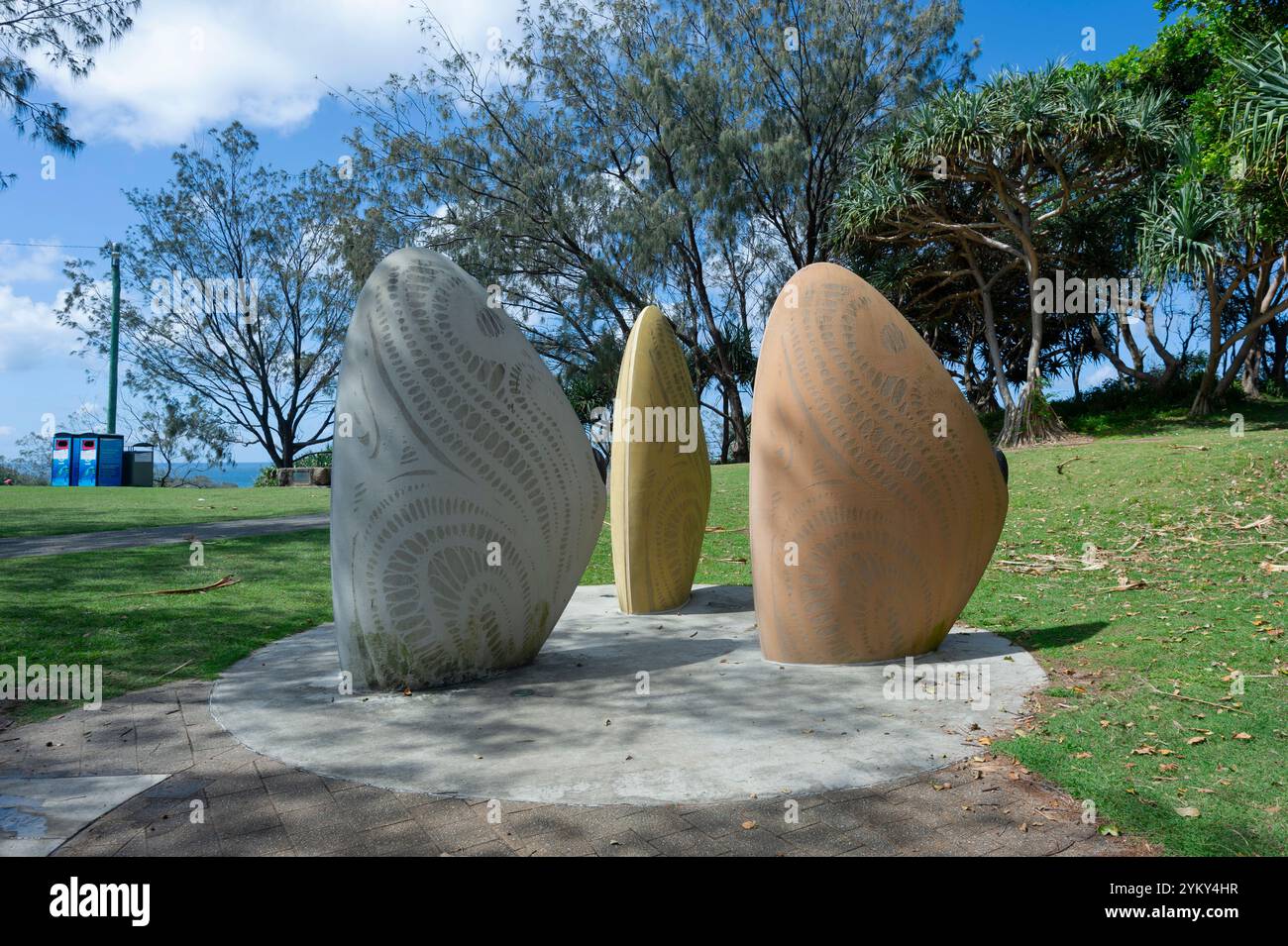 Stone artwork at Point Lookout, a popular tourist destination, North ...