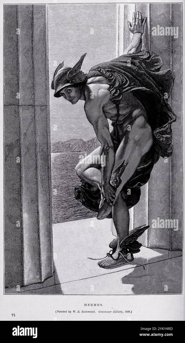 Mercury [Hermes]. Wood engraving by Jonnard after W.B. Richmond, 1866 ...