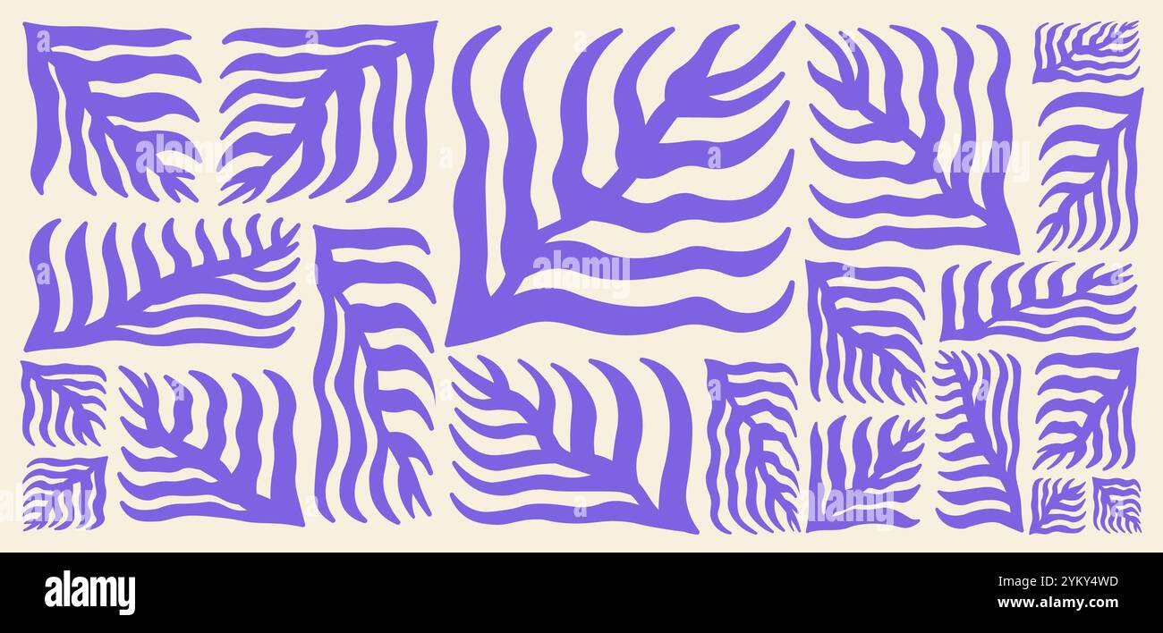 Abstract floral background matisse. Violet leaves and branches ...