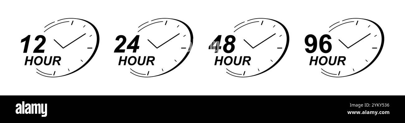 Set of clocks stickers. Chronometer and time zone. Watch and stopwatch ...
