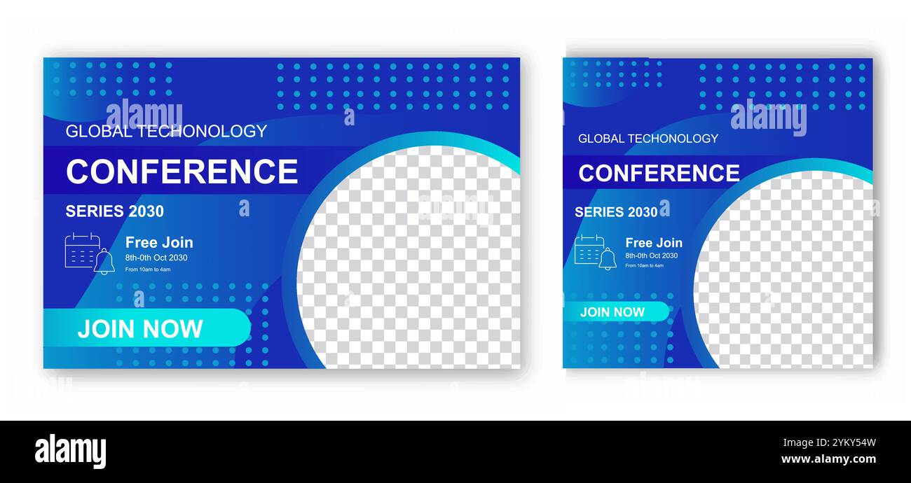 Global technology conference posters set. Business meeting and seminar ...