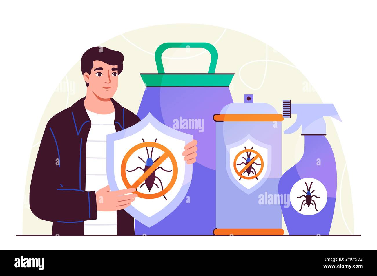 Man with insect sprays. Young guy with spray against mosquitoes and ...