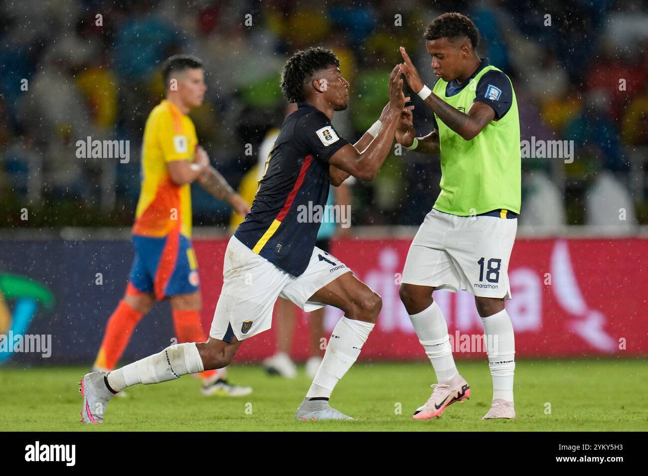 Ecuador's Kevin Rodriguez, left, and Keny Arroyo celebrate their team's ...
