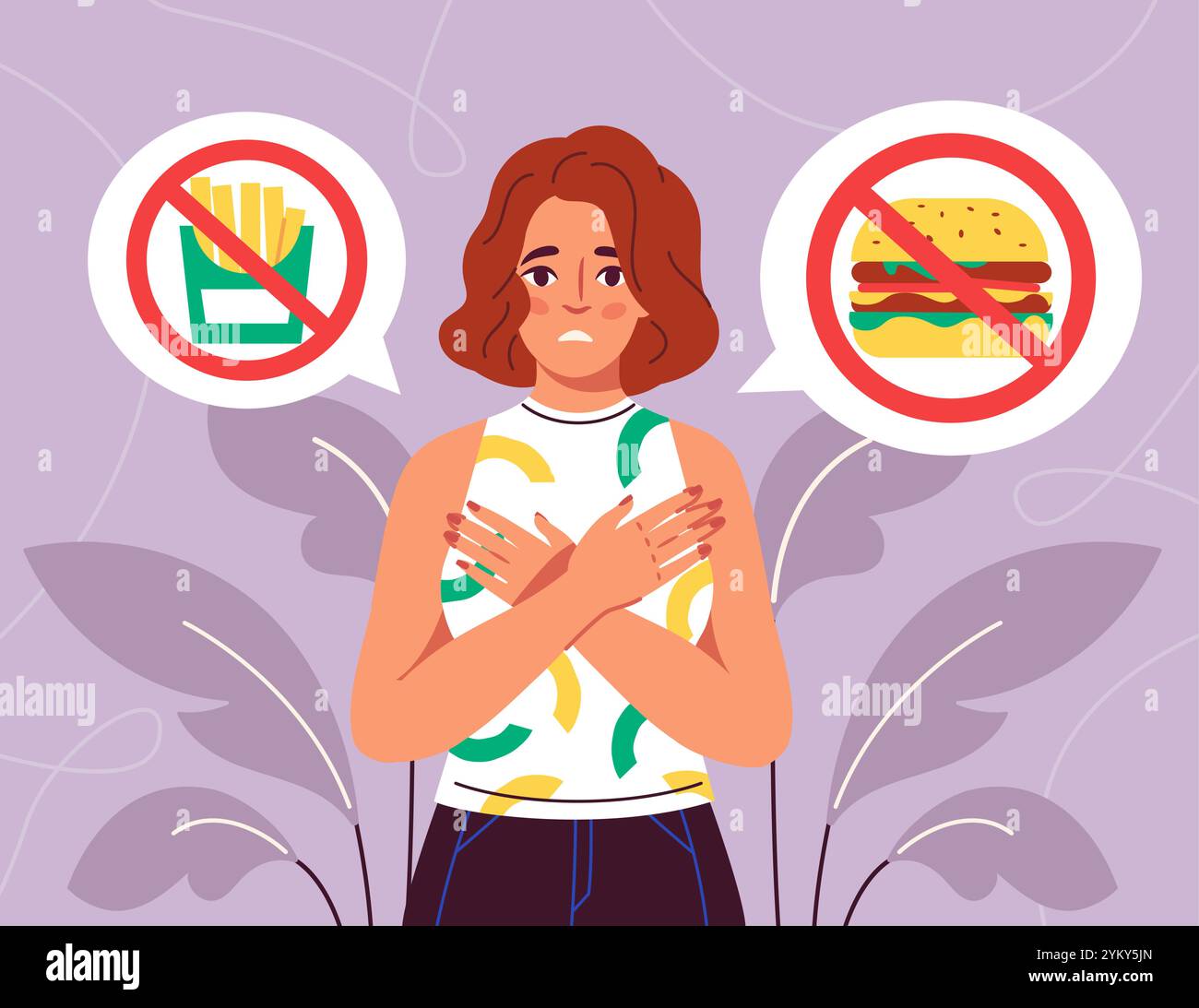 Refusing food woman Stock Vector Images - Alamy