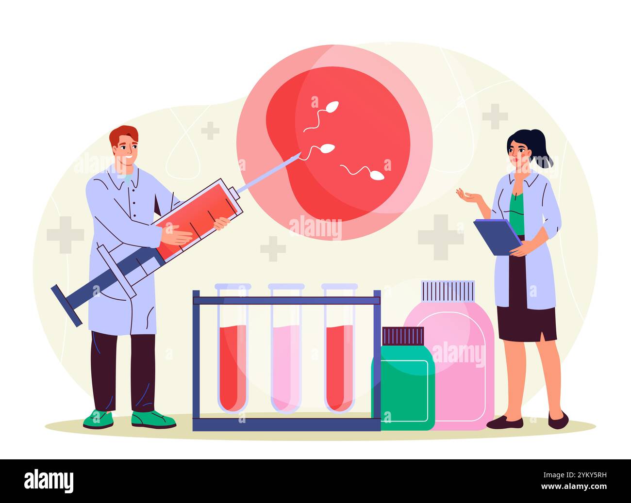 Doctors with reproductive health. Man and woman in medical uniform ...